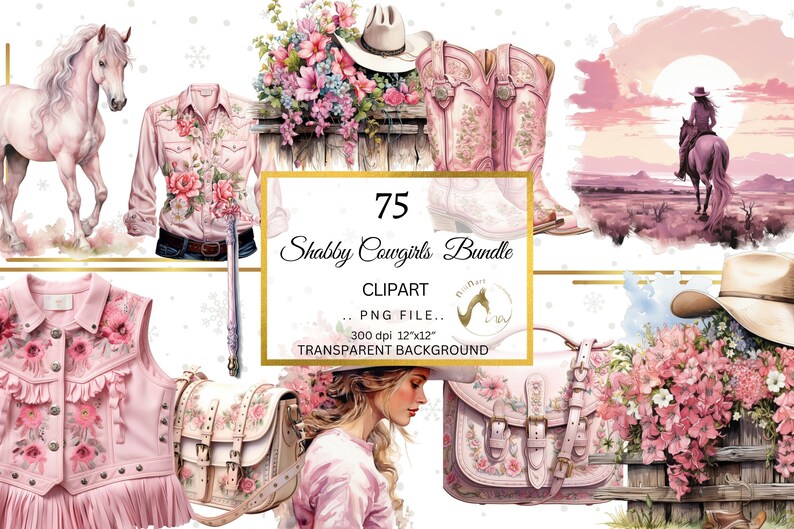 Watercolor Cowgirl Clipart, Wild West PNG Images (digital Download) - Etsy