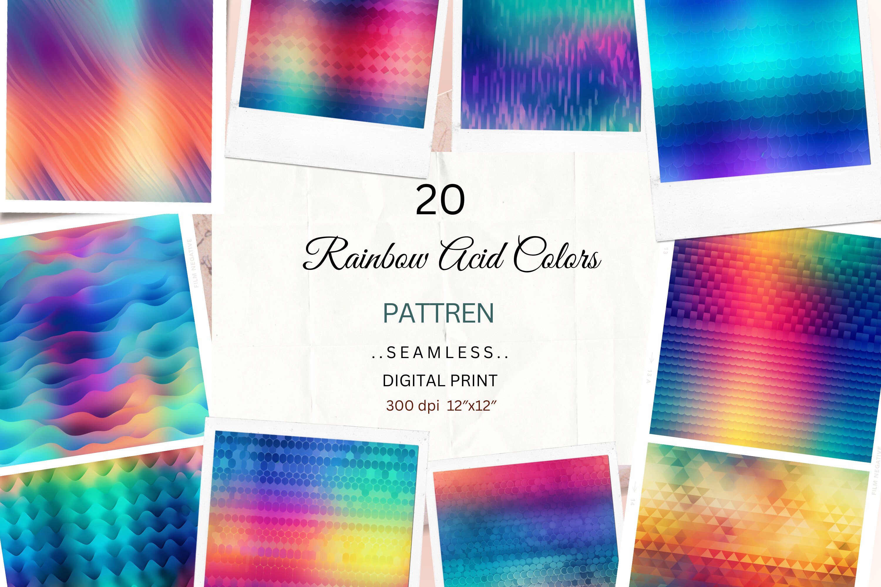 Rainbow Acid Colors Seamless Digital Paper Holographic - Etsy
