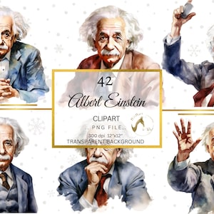 Watercolor Albert Einstein Clipart Bundle, Albert Einstein Einstein PNG ...