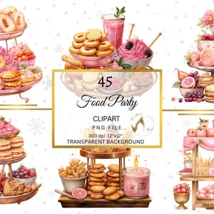 Party Food Clipart, Pink Party Clipart, Happy New Year, Carnival ...