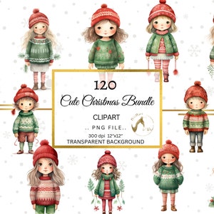Watercolor Christmas Clipart PNG Bundle, Big Bundle Christmas Clipart ...
