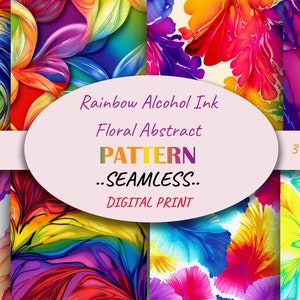 Floral Abstract Rainbow Alcohol Ink Seamless Digital Paper Pattern ...