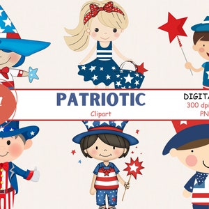 Patriotic Characters Clipart PNG, Kids Illustrations PNG, Girl Clipart ...