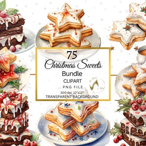 Watercolor Christmas Sweets Clipart Bundle, Christmas Candy, Cookies ...