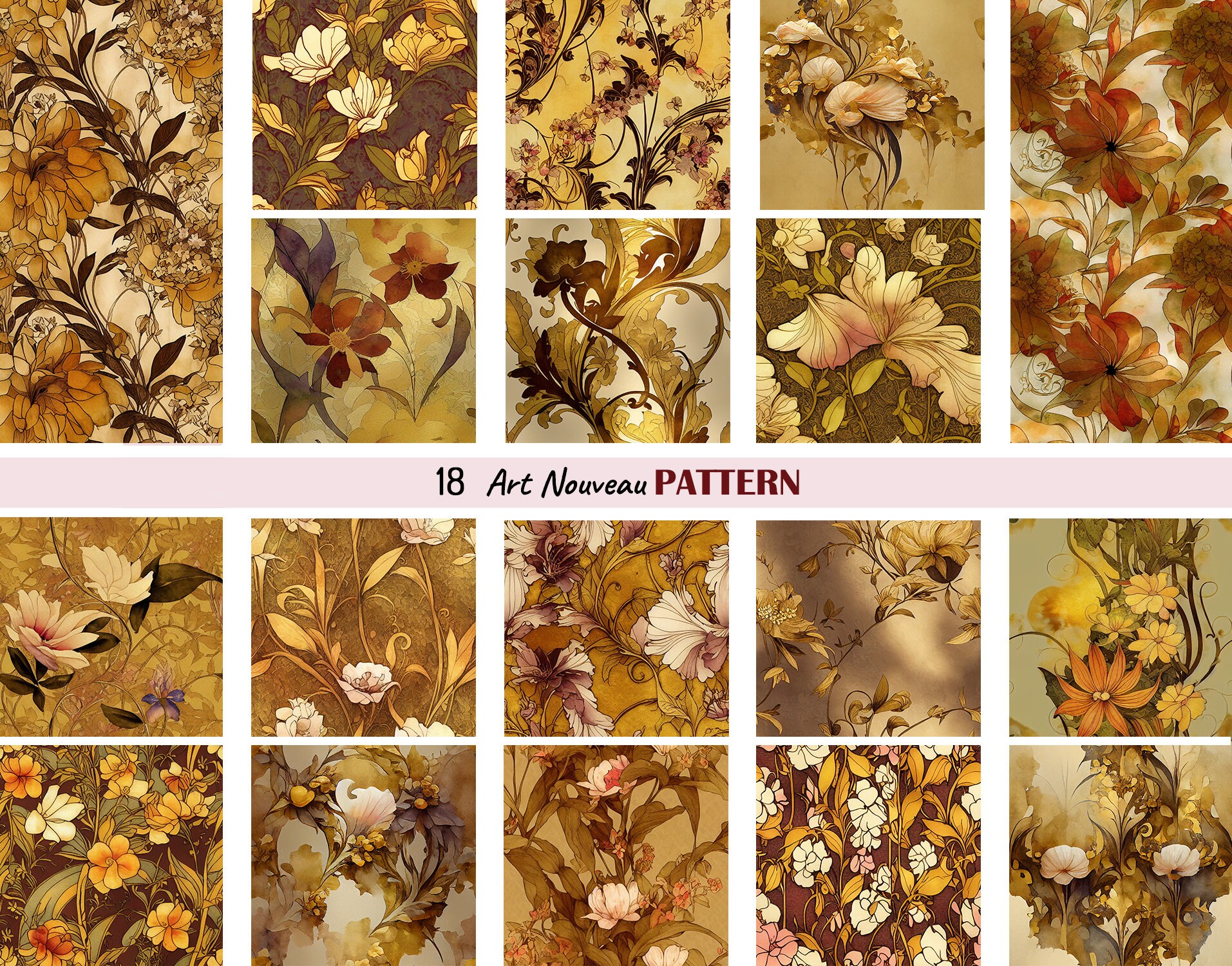 Vintage Art Nouveau Seamless Digital Pattern 2 Vintage - Etsy