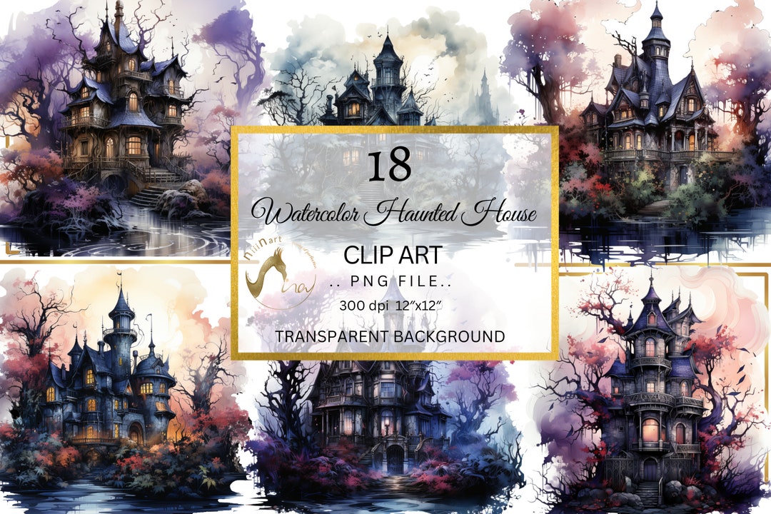 Haunted House Clipart, Watercolor Haunted House, Haunted House PNG ...
