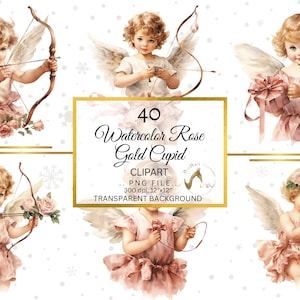 Watercolor Cupid Clipart, 40 PNG Cupid Love Clipart, Valentine PNG ...