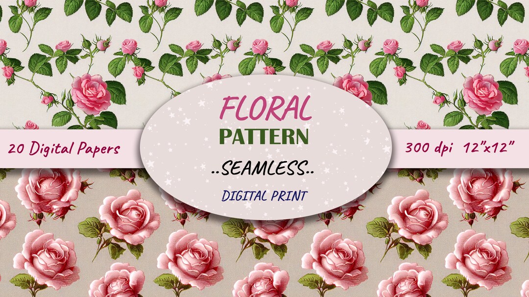 Vintage Digital Paper, Roses Digital Print, Shabby Chic Digital Paper ...