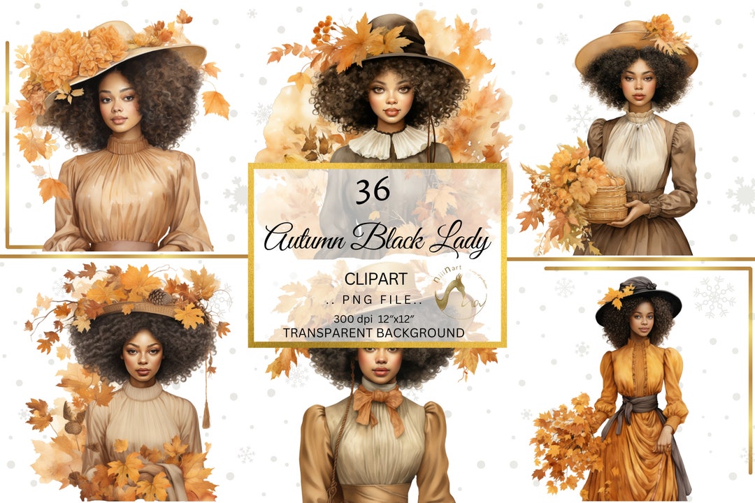 Autumn Lady Watercolor Clipart Bundle, Transparent PNG (digital ...