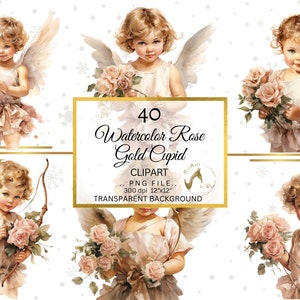 Watercolor Cupid Clipart, 40 PNG Cupid Love Clipart, Valentine PNG ...