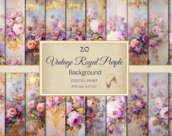 Vintage Royal Purple Scrapbook Paper, Gold Inlay (digital Download) - Etsy