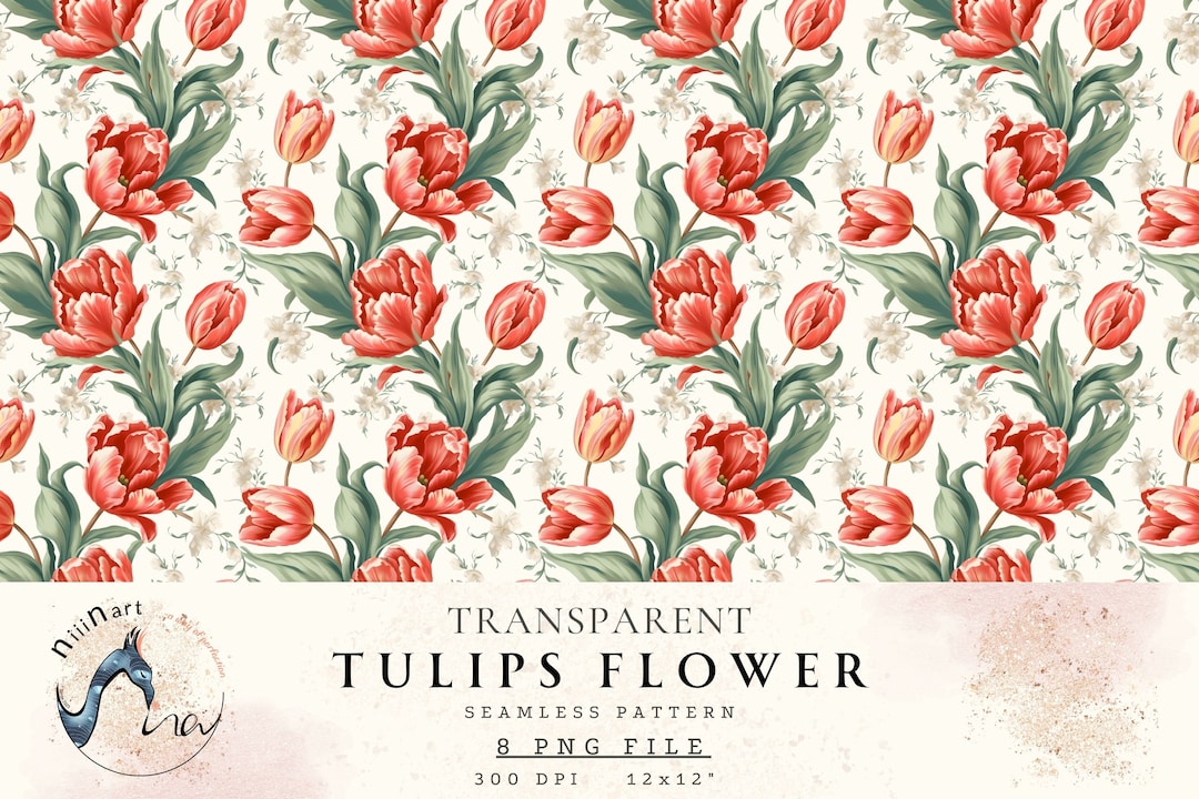 Tulips Seamless Pattern, Repeat Digital Paper, Tulips Flower Pattern ...