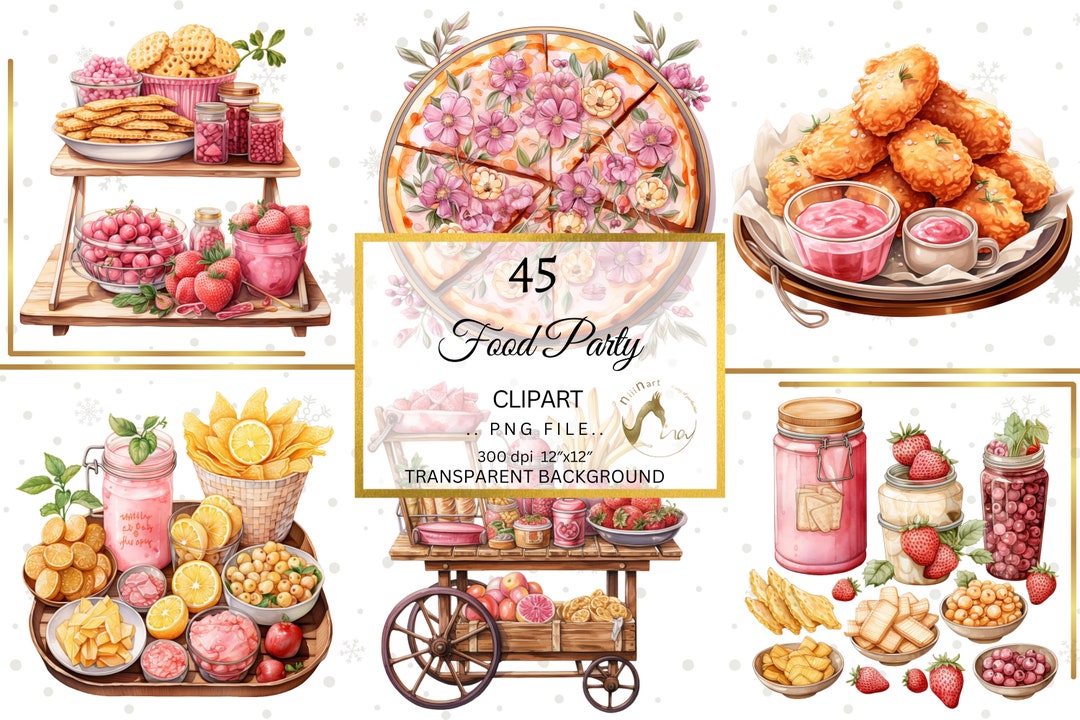 Party Food Clipart, Pink Party Clipart, Happy New Year, Carnival ...