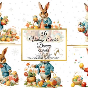 Vintage Easter Bunny Clipart Bundle, Spring PNG (digital Download) - Etsy