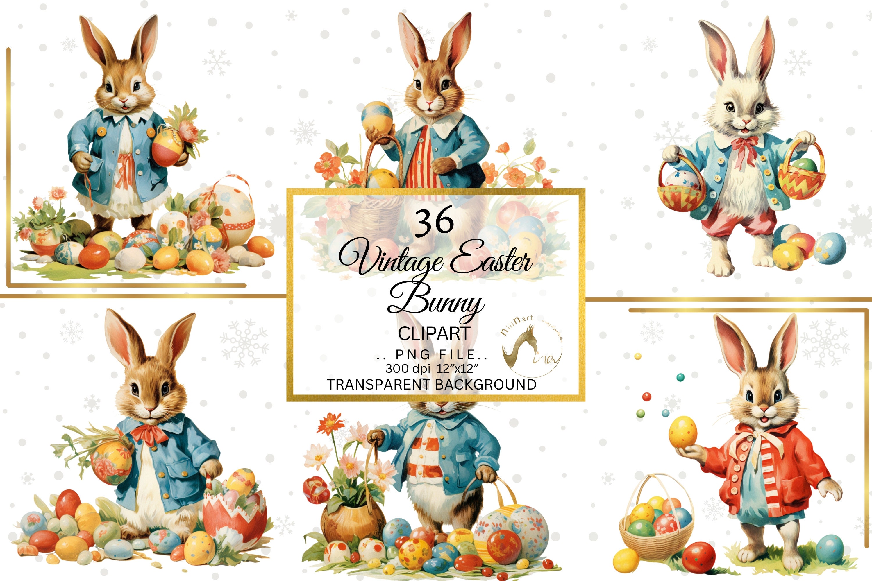 Vintage Easter Bunny Clipart Bundle, Spring PNG (digital Download) - Etsy