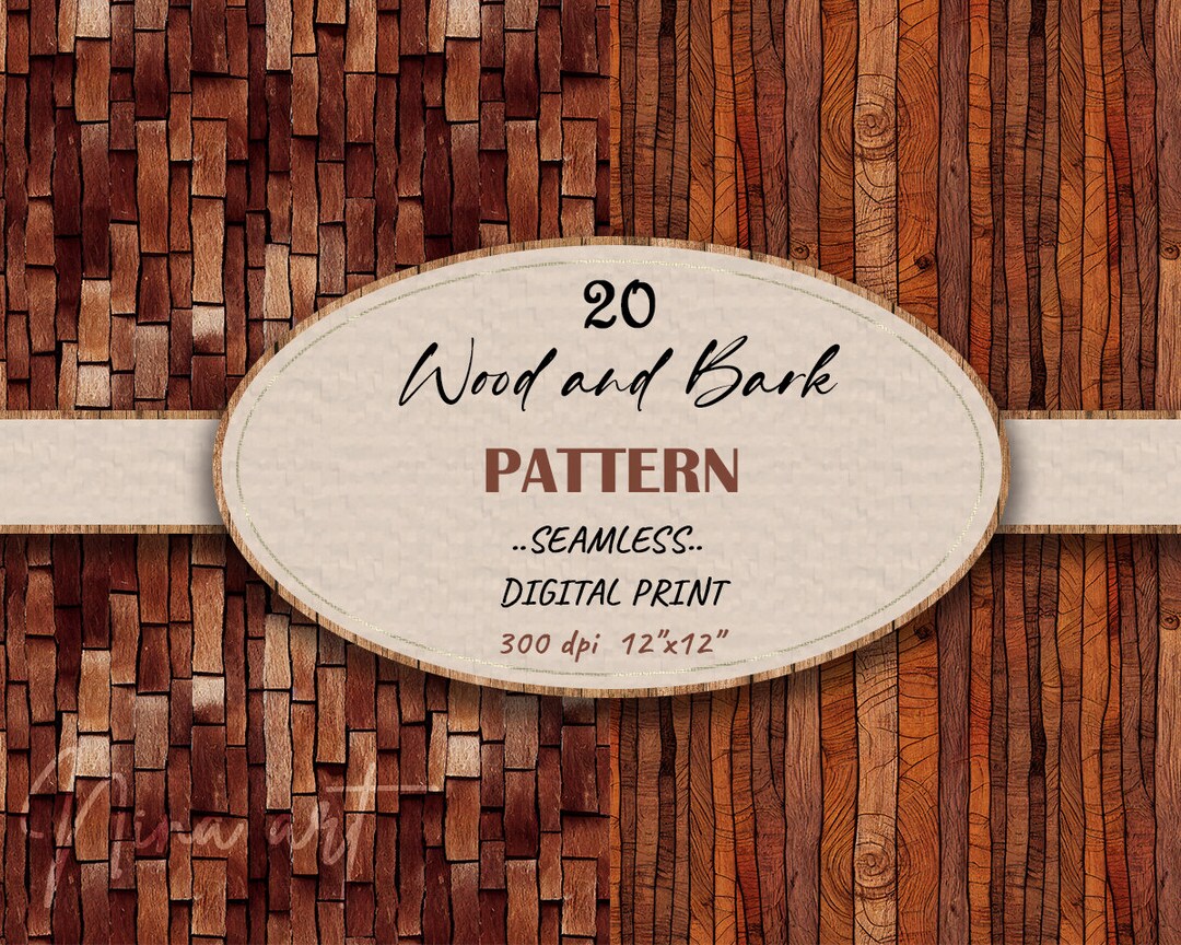 Seamless Wood and Bark Dark Digital Pattern, Tree Bark Texture, Organic ...