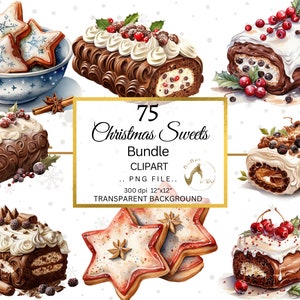 Watercolor Christmas Sweets Clipart Bundle, Christmas Candy, Cookies ...