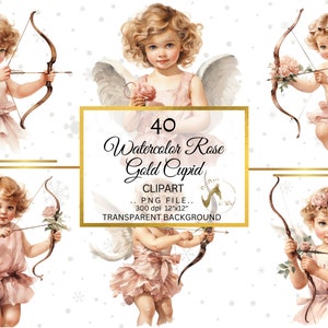 Watercolor Cupid Clipart, 40 PNG Cupid Love Clipart, Valentine PNG ...