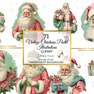 70+ Pink Mint Christmas Clipart Bundle Pastel Christmas Clipart PNG ...