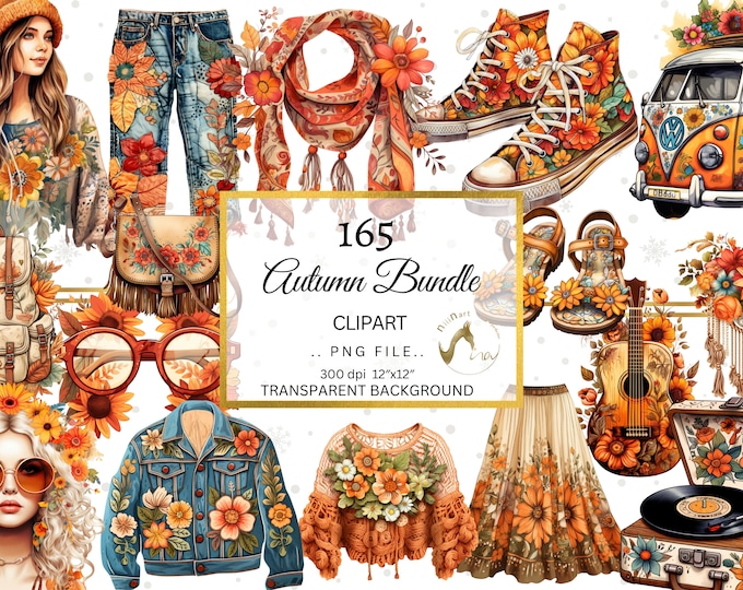 Boho Rainbow Clipart, Retro Clipart Bundle, Spring Clipart, Daisy ...