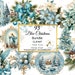 Watercolor Blue Christmas Clipart PNG Bundle, Blue Winter Christmas ...