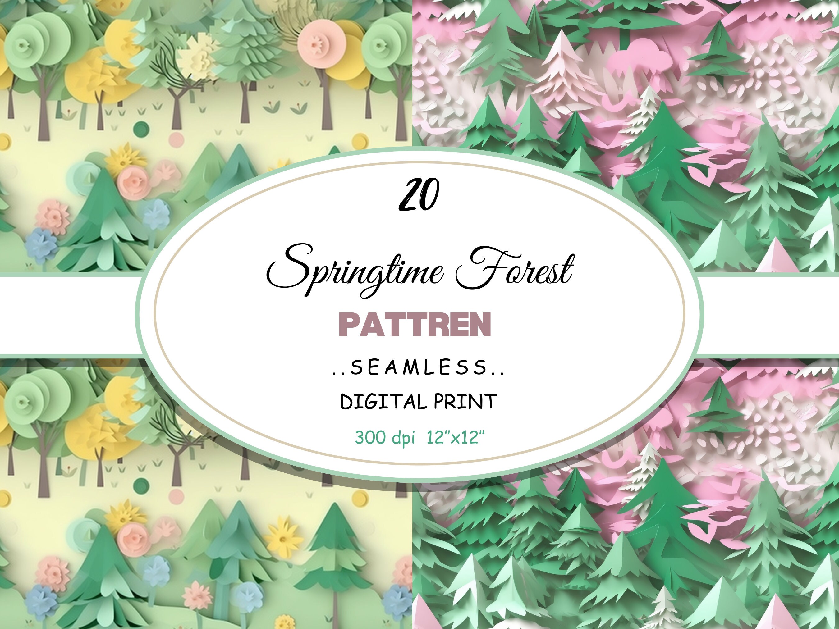 Springtime Forest Seamless 3D Digital Paper 3D Forest Digital - Etsy