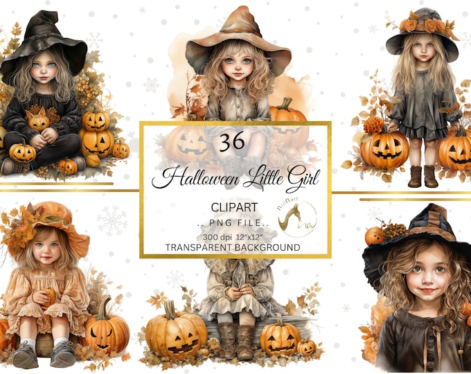 24 PNG Halloween Girl Clipart Cute Fall Pumpkin Cute Witch Gir Funny ...
