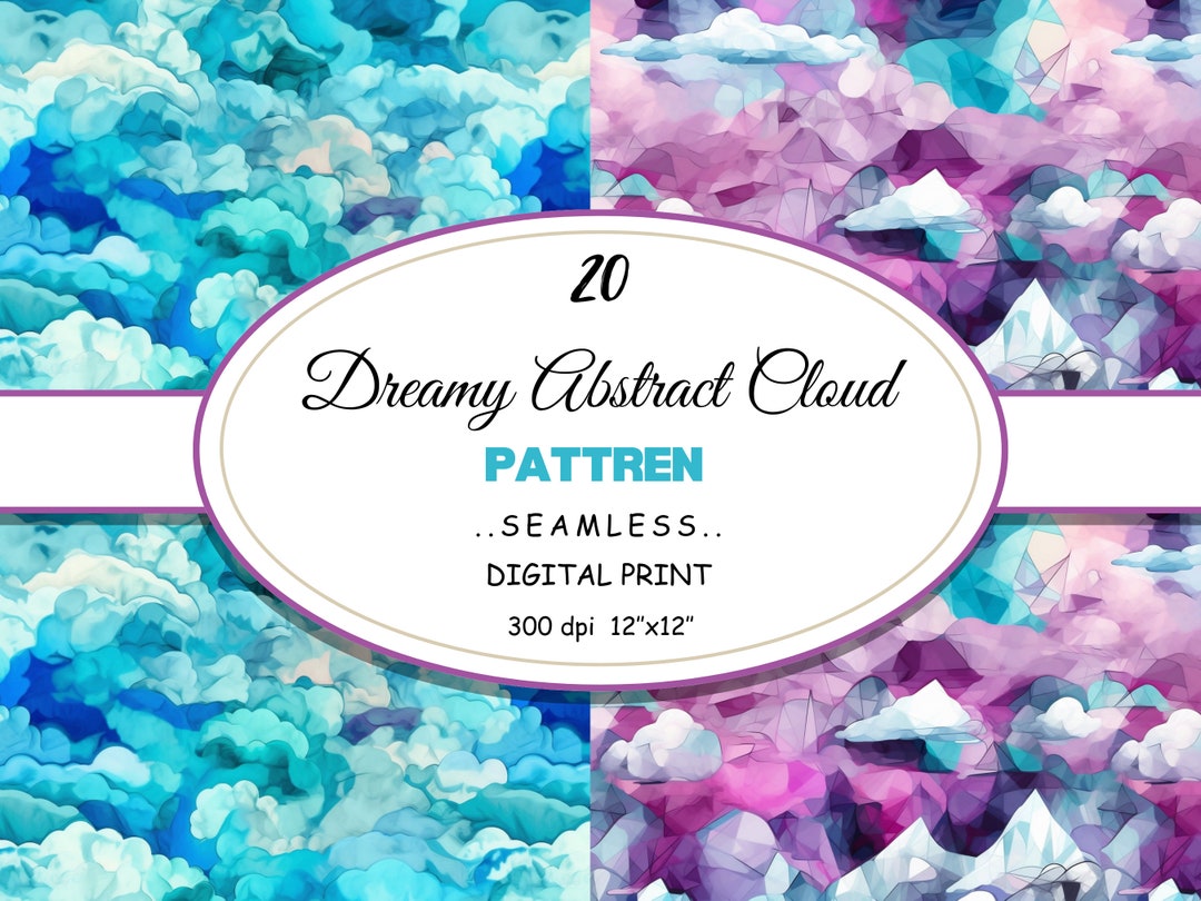 Dreamy Abstract Cloud Seamless Pattern, Alcohol Ink Art (digital ...