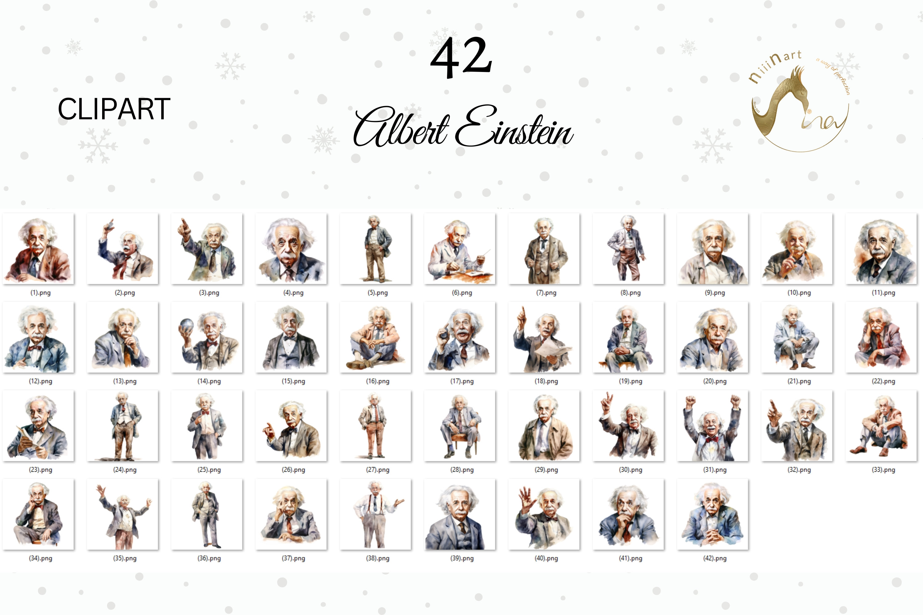 Watercolor Albert Einstein Clipart Bundle Albert Einstein - Etsy