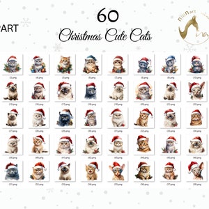 Christmas Cats Clipart Bundle, Cat Breeds Watercolor Clipart, Cat ...