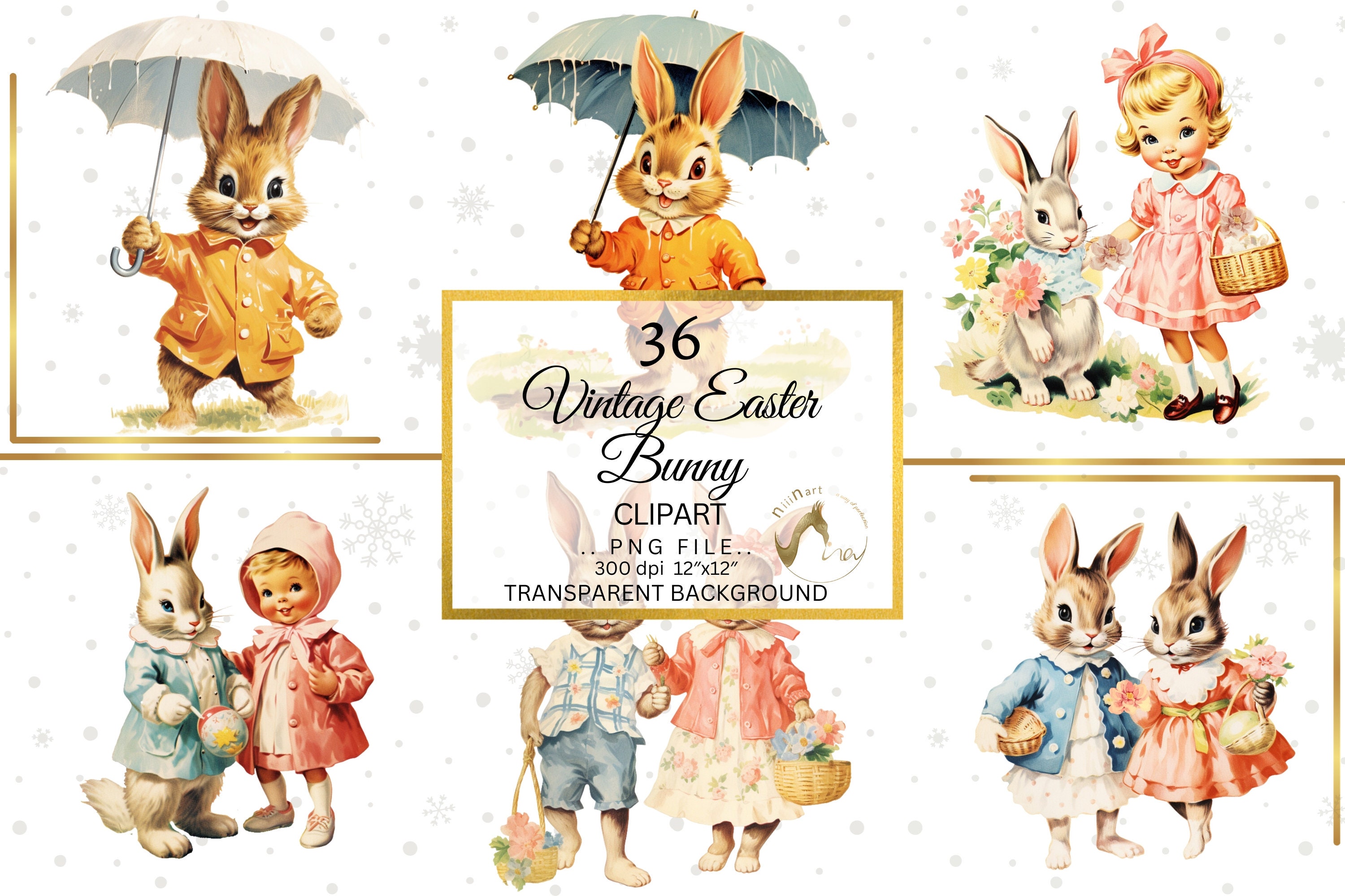 Vintage Easter Bunny Clipart Bundle, Spring PNG (digital Download) - Etsy