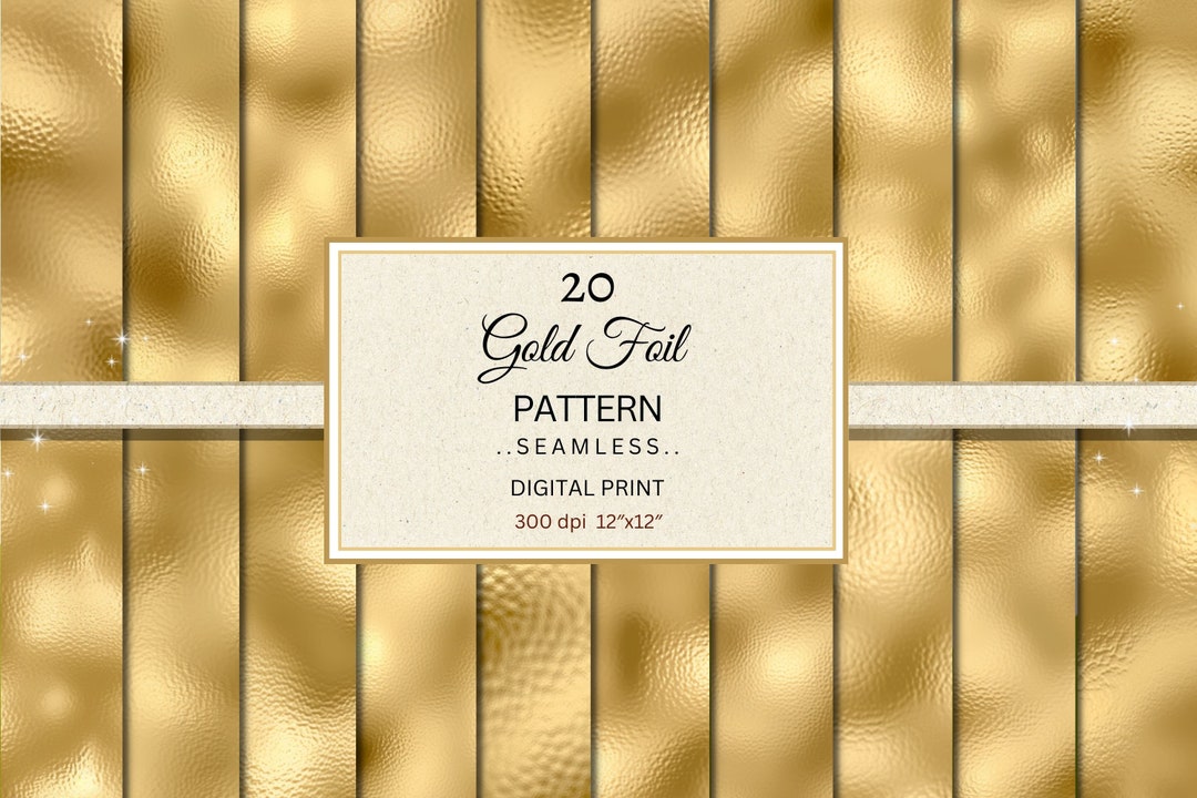 Gold Foil Digital Paper, Seamless Gold Foil Textures, Printable Wedding ...