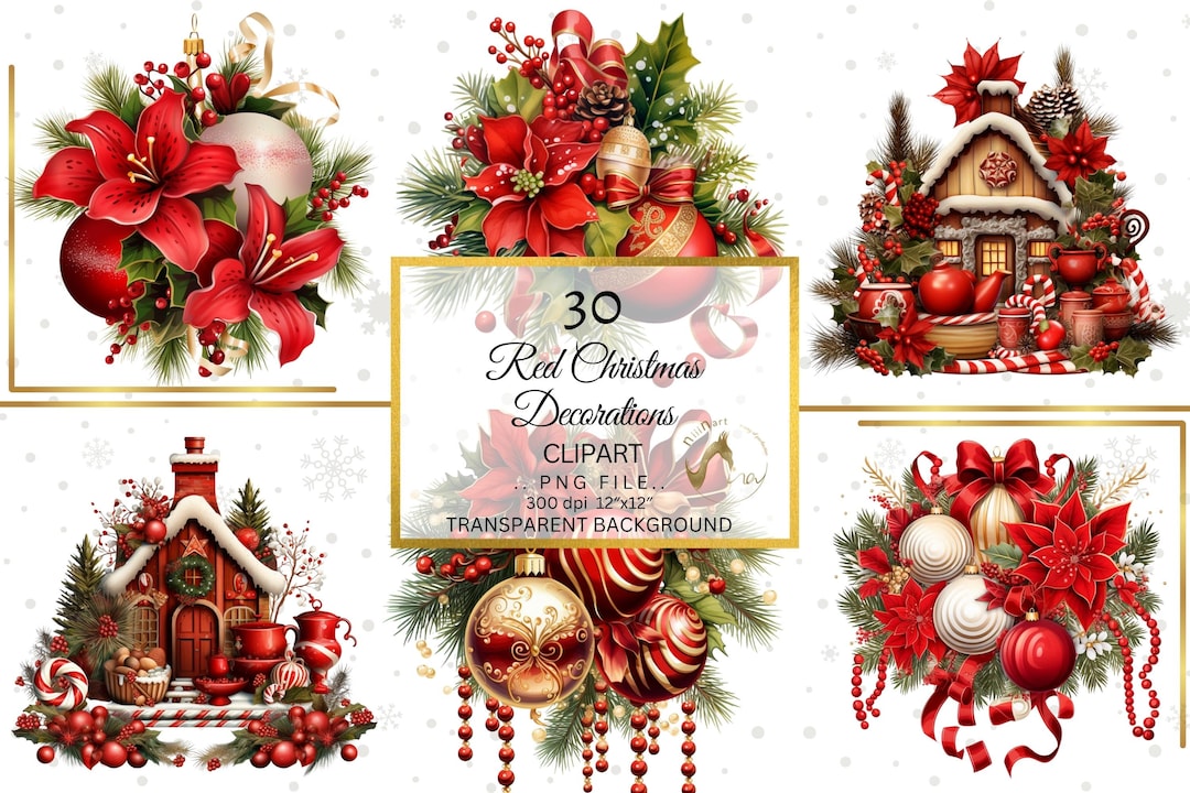 30 Christmas Clipart, High Quality Pngs, Digital Download, Card Making ...