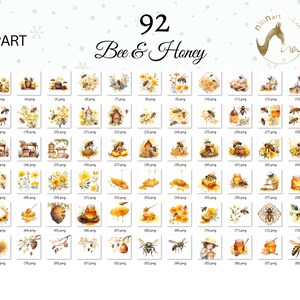 Watercolor Bees & Honey Clipart Bundle, Garden Bees and Honeycomb Clip ...