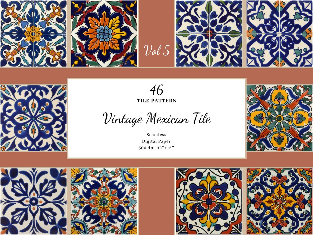 Spanish Talavera Tiles Digital Paper, Mexican Tiles Digital Download ...