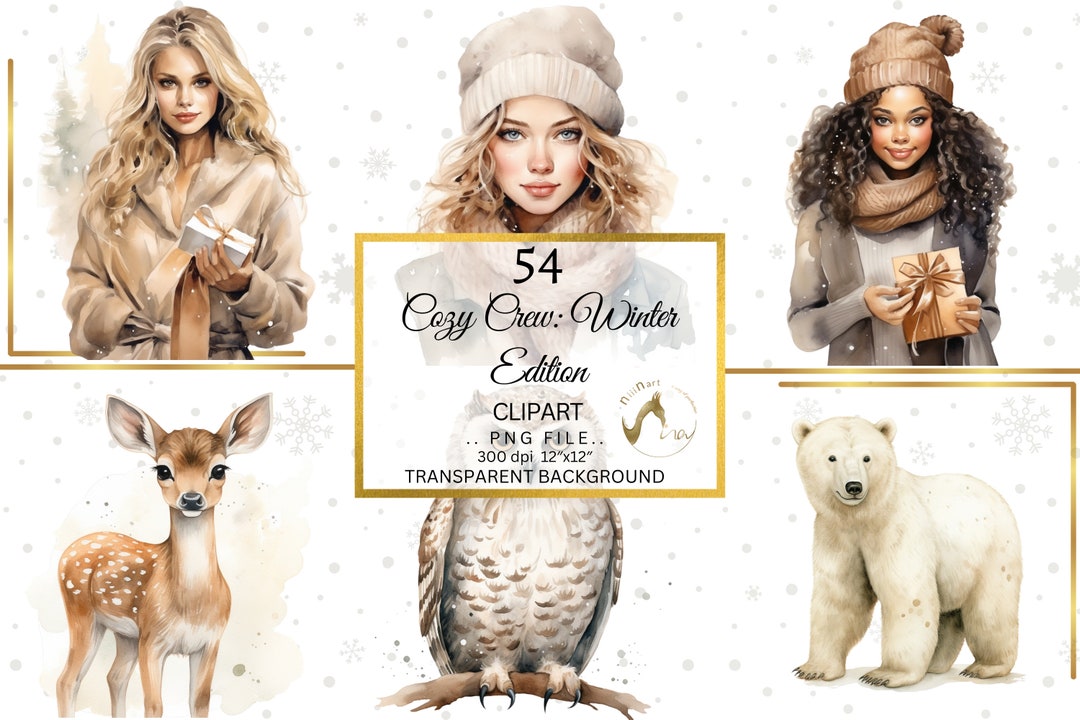 Watercolor Christmas Clipart, Winter Animals PNG (digital Download) - Etsy
