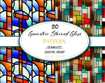 Geometric Stained Glass Pattern, Seamless Digital Paper (digital ...