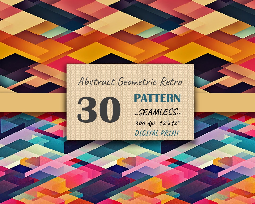 Abstract Modern Retro Geometric Digital Paper, Modern Digital Paper ...