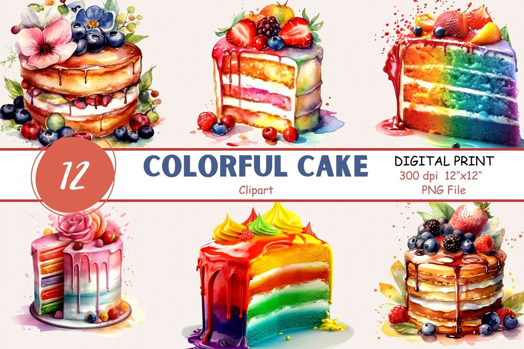 Rainbow Cakes Clipart, Birthday Cupcake, Party Cakes Clipart ...