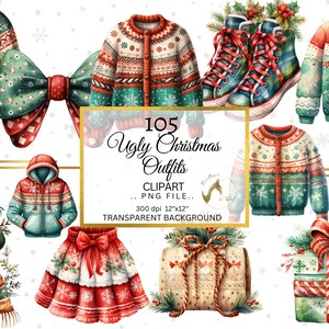 Ugly Christmas Outfits Clipart Bundle, PNG (digital Download) - Etsy