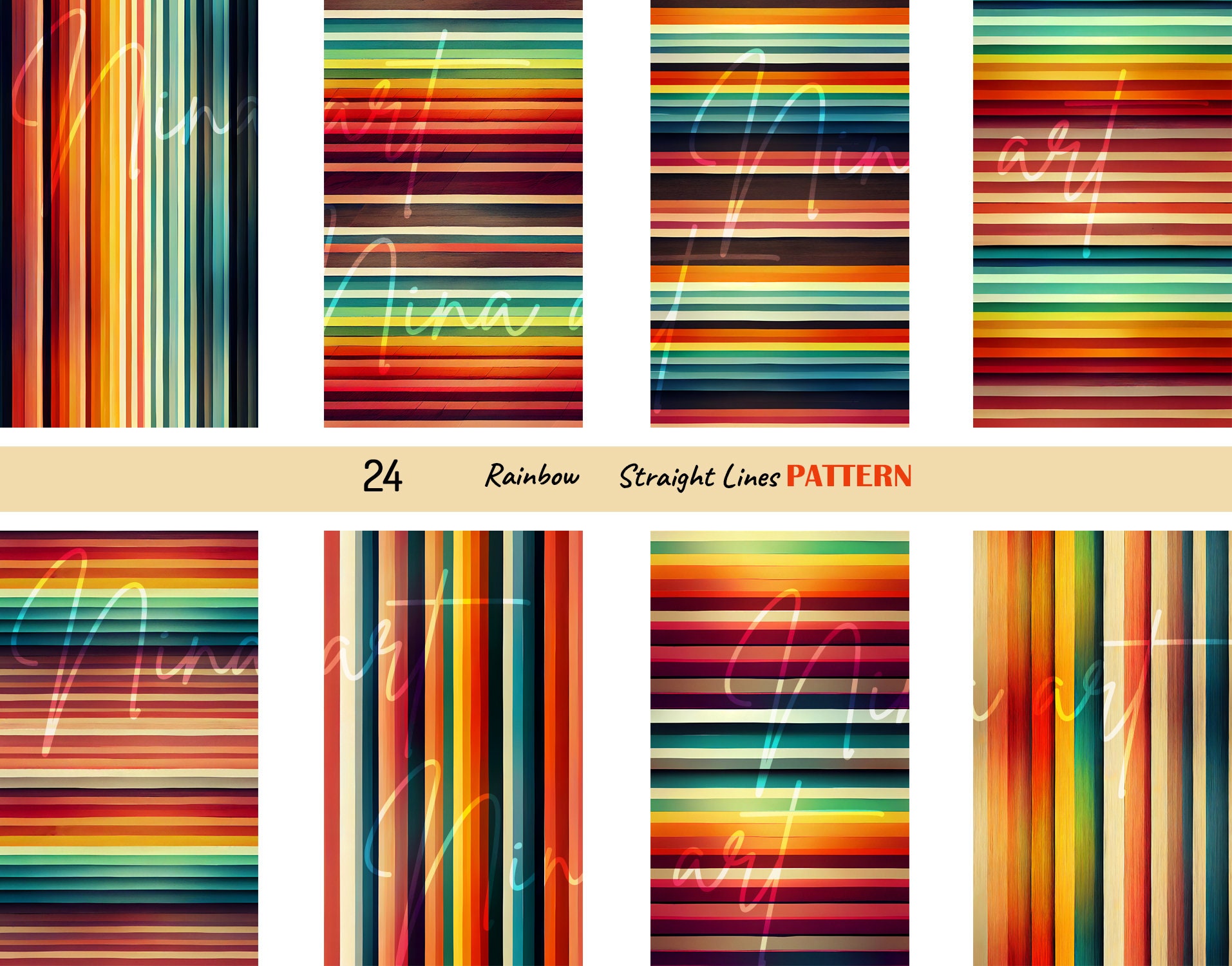 Rainbow Stripes Digital Paper Pack Rainbow Patterns Digital - Etsy