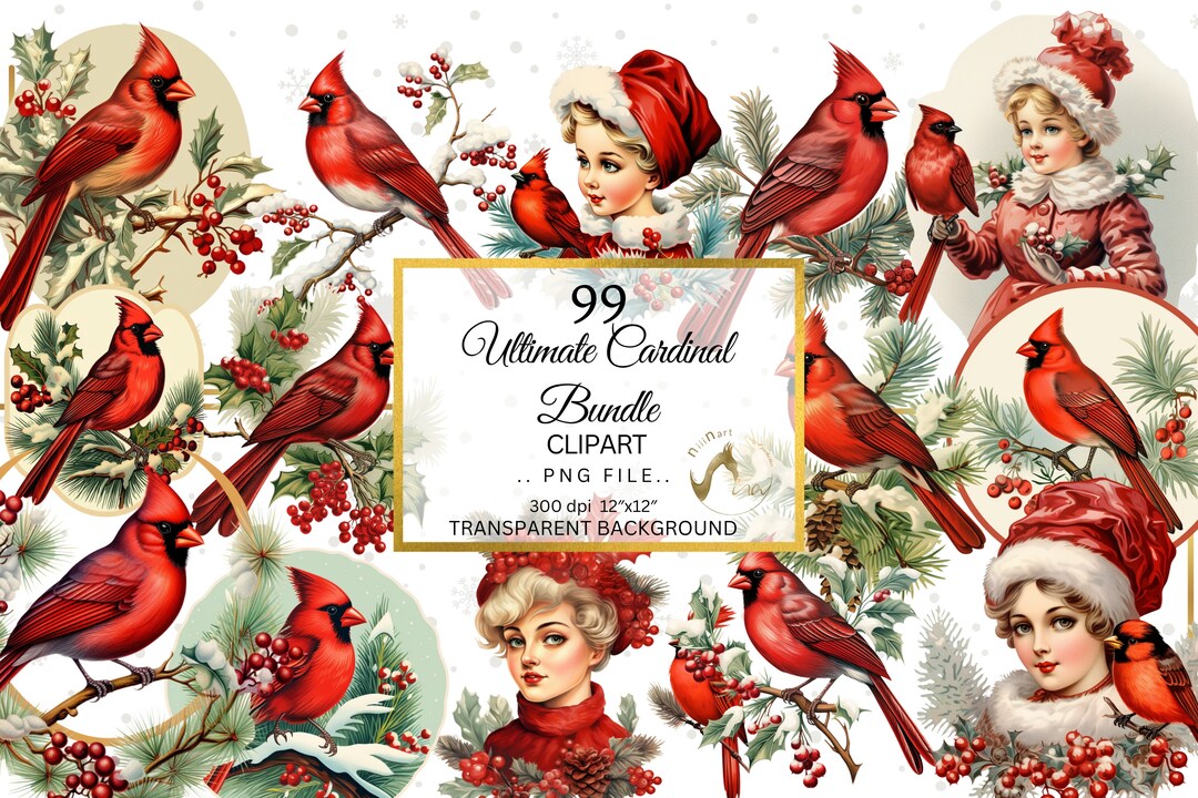 99 PNG Red Cardinal Clipart Bundle, Christmas Cardinal Clipart PNG ...