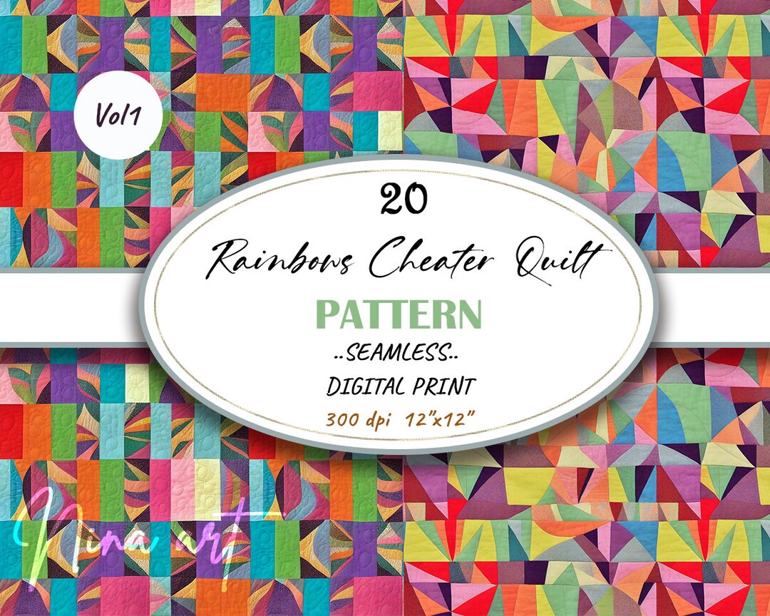Abstract Rainbow Cheater Quilt Seamless Repeating Pattern, Abstract ...