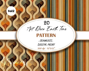 Art Deco Earth Tone Seamless Pattern, Digital Paper (JPG) - Etsy
