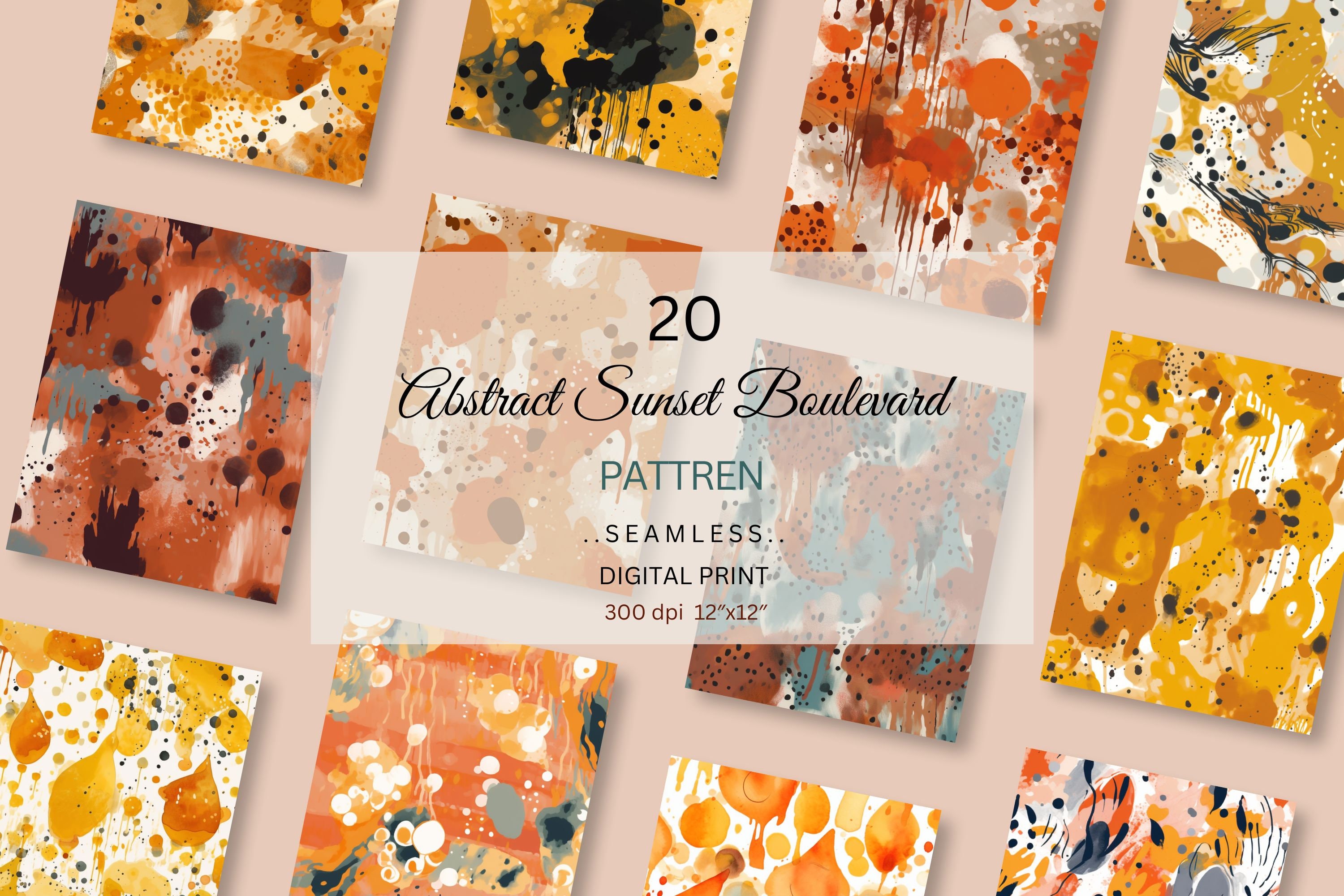 Abstract Sunset Colors Seamless Digital Paper Orange Pattern - Etsy