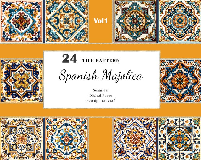 24 Moroccan Tile Digital Paper Images, Instant Download, Clip Art ...