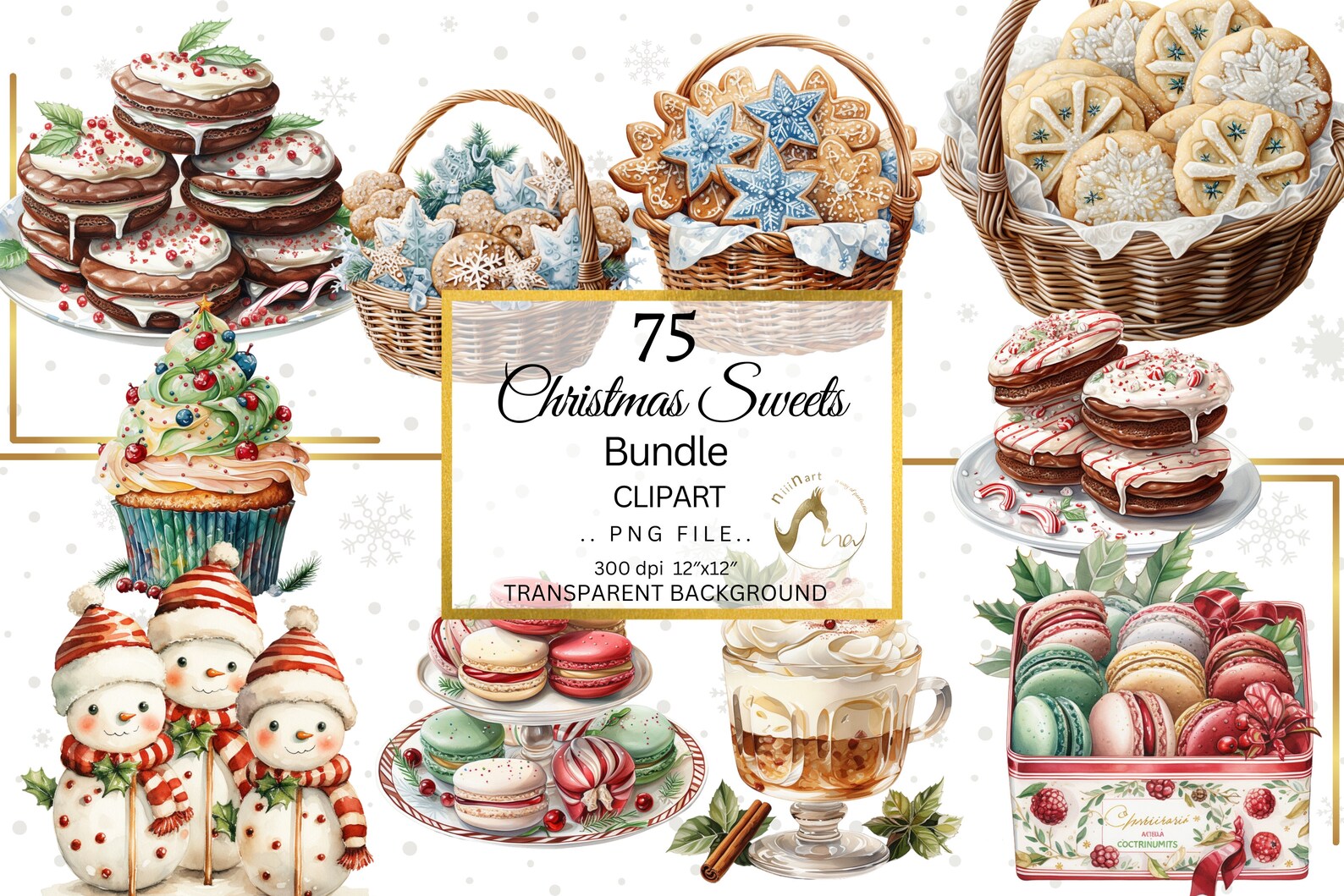 Watercolor Christmas Sweets Clipart Bundle, Festive Baking (PNG) - Etsy
