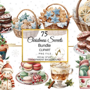 Watercolor Christmas Sweets Clipart Bundle, Christmas Candy, Cookies ...