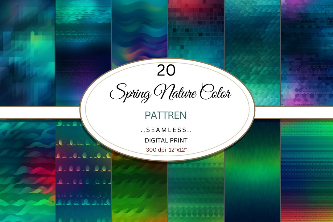 Holographic Nature Colors Seamless Digital Paper, Spring Colors ...