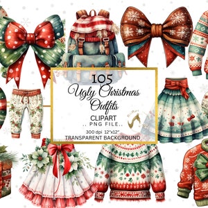 Ugly Christmas Outfits Clipart Bundle, PNG (digital Download) - Etsy